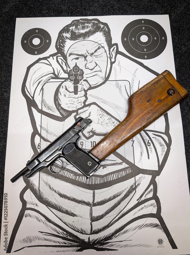 The Baltics, January 24, 2025. Soviet Stechkin APS automatic pistol and ...
