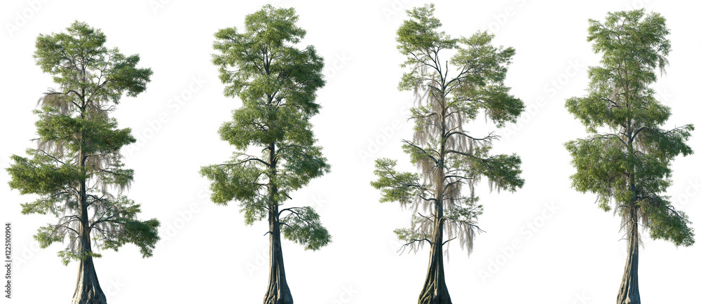 Set of Taxodium distichum (baldcypress, bald-cypress, bald cypress ...