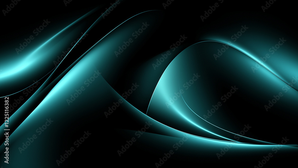 Abstract Aqua Light Curves with Glowing Effect on Black Background 4K ...