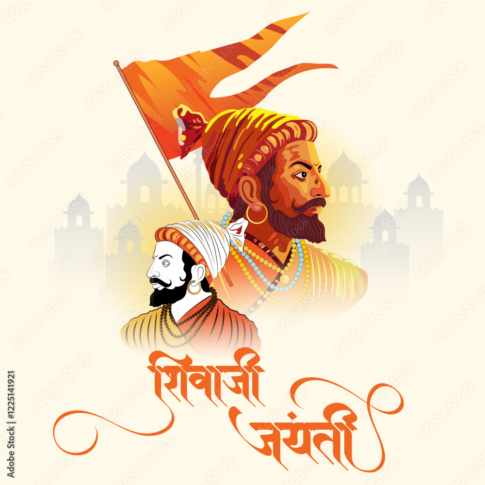 The image celebrates Shivaji Jayanti with portraits of Shivaji Maharaj ...