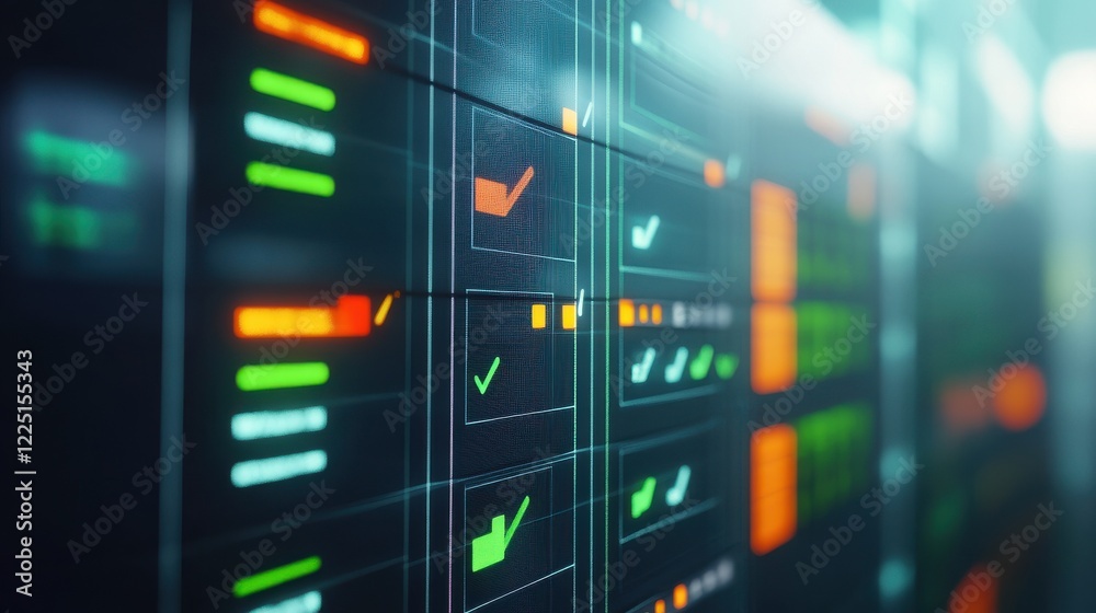 tick Task Completion Animation of tasks on a digital Kanban board being moved to the completed ...