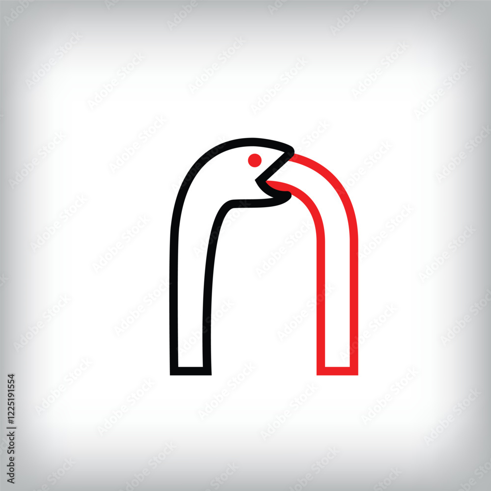 Ouroboros infinity letter N logo design. Self-eating snake linear ...