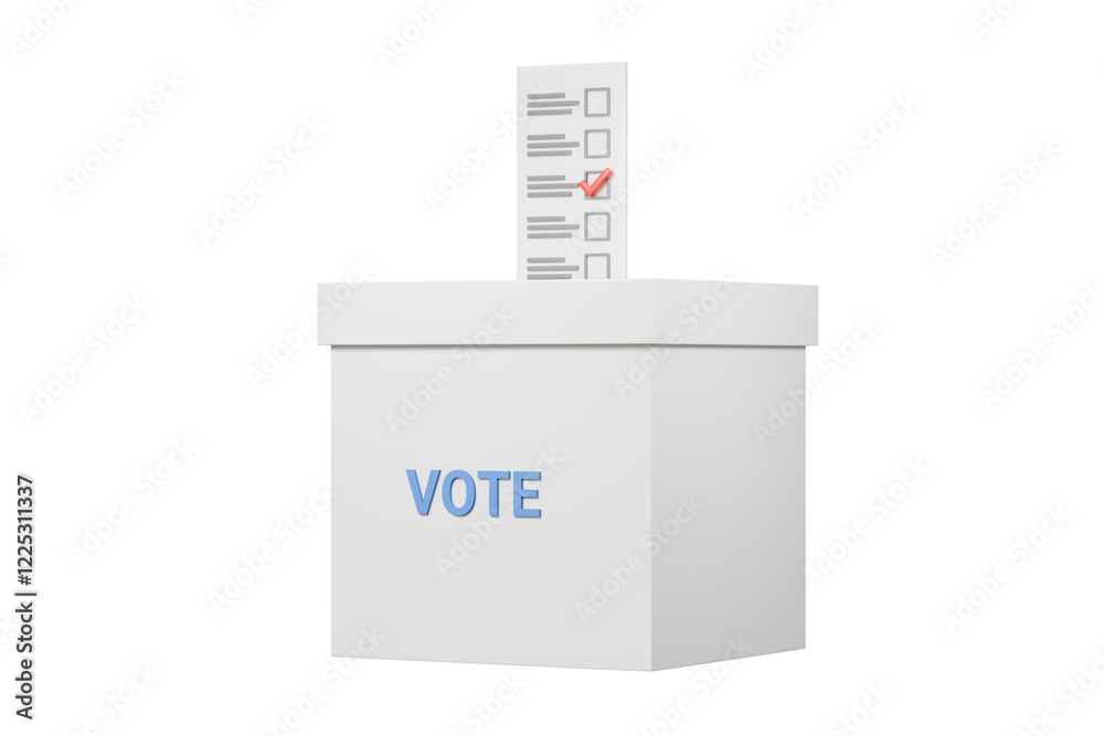 3d Minimal Vote into a ballot box during elections icon. The vote box ...