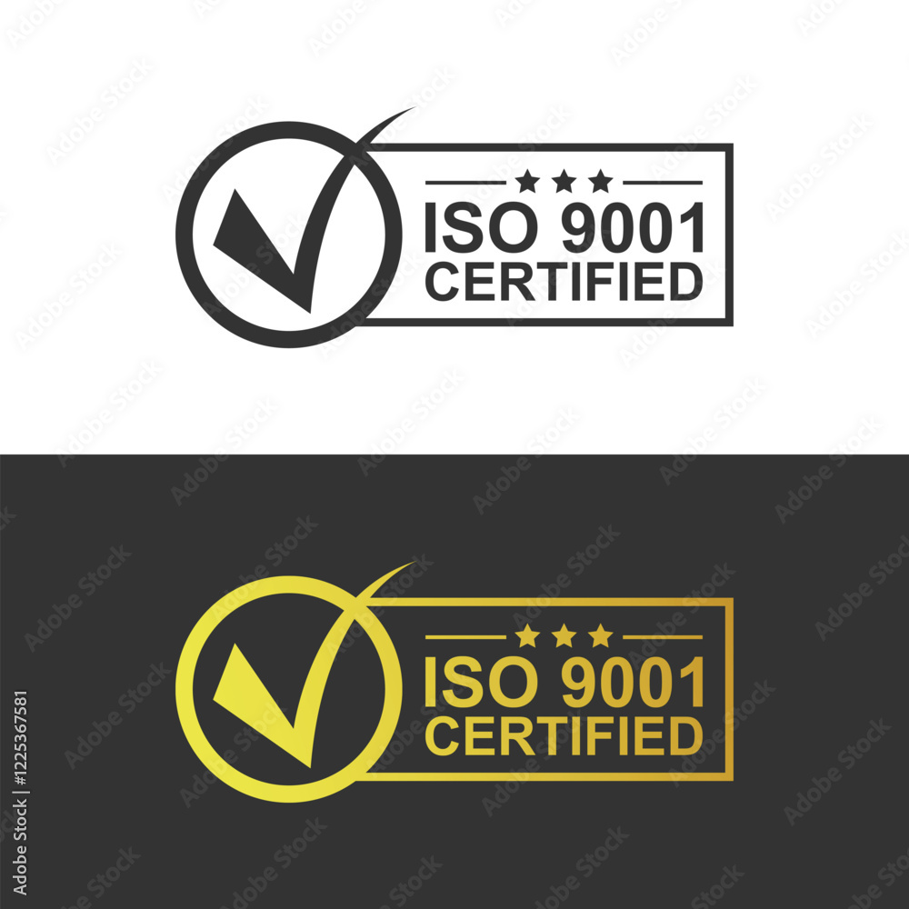 ISO 9001 certified label design image Stock Vector | Adobe Stock