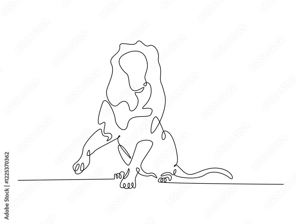 Continuous line art drawing of lion - animal concept. Lion King in ...