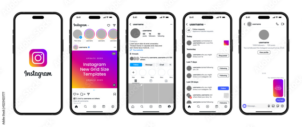 instagram new grid size template update 2025 - Instagram design. Set ...