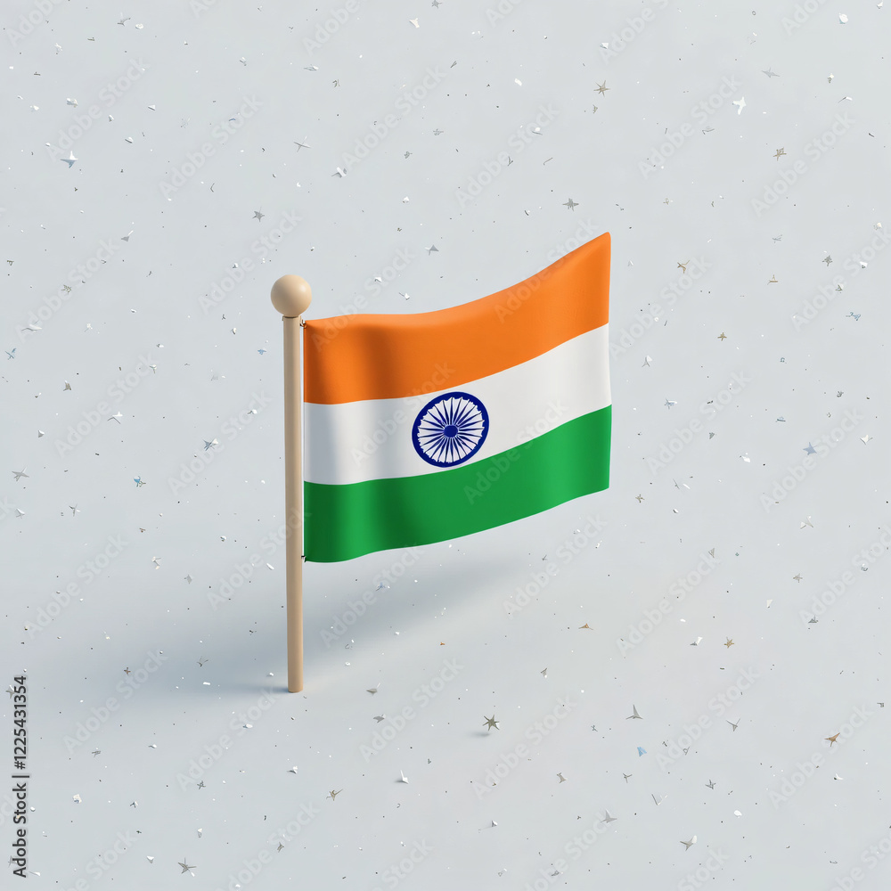 Small Indian Flag Isolated on White Background: Symbolizing National ...