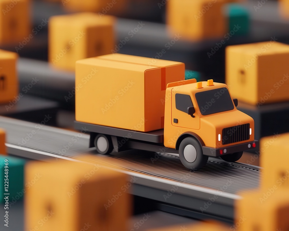 Fully automated distribution center with packages moving through a ...