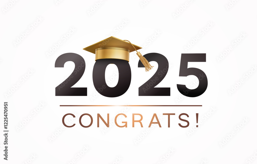 Graduate college, high school or university cap with Congrats on white ...