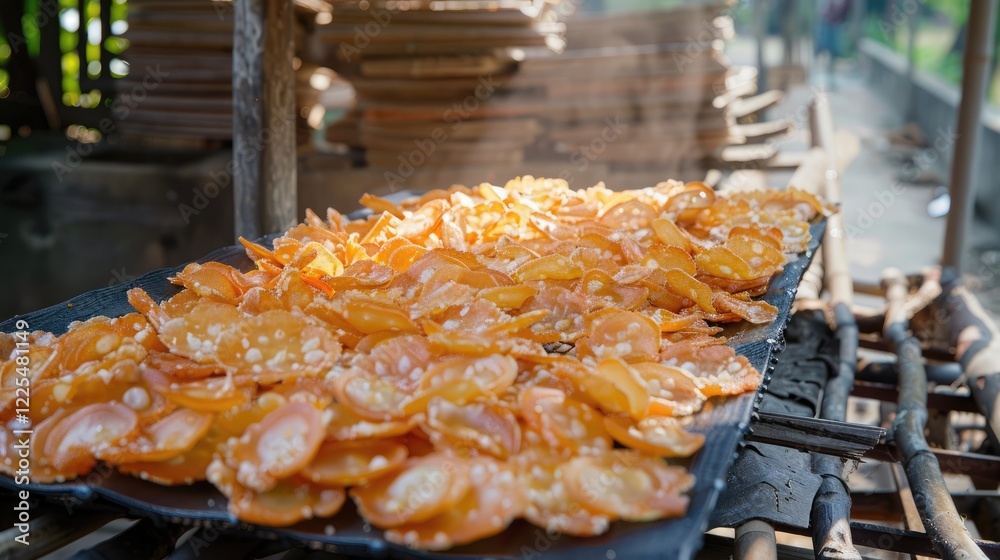 Drying Shrimp Crackers in Sun. Stock Photo | Adobe Stock