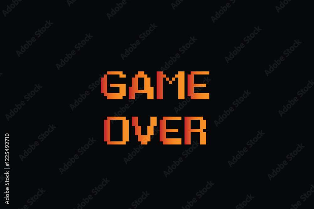 Game over background. Retro pixel 8 bit video game screen with score ...