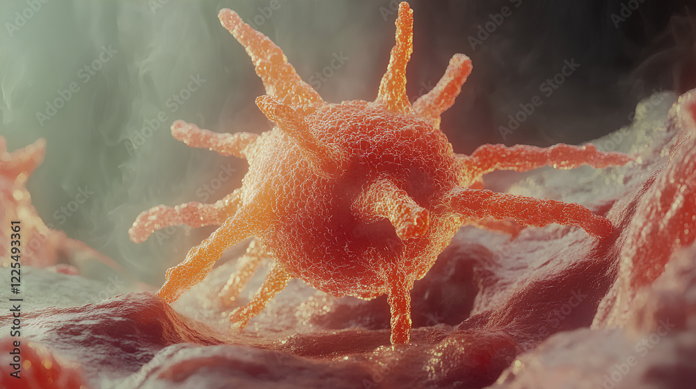 Stomach cancer. Cancer attacking cell. Stomach disease concept Stock ...