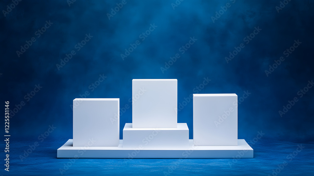Square podiums are white. Abstract background. A stage for the ...