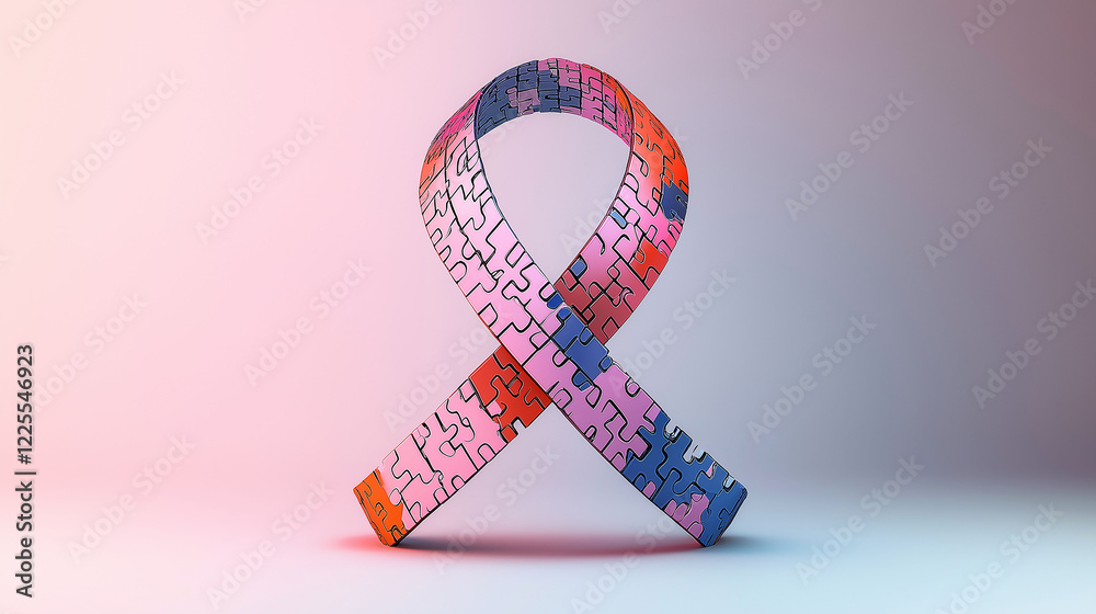 Puzzle Ribbon Sphere A 3D cancer ribbon sphere formed by interlocking ...