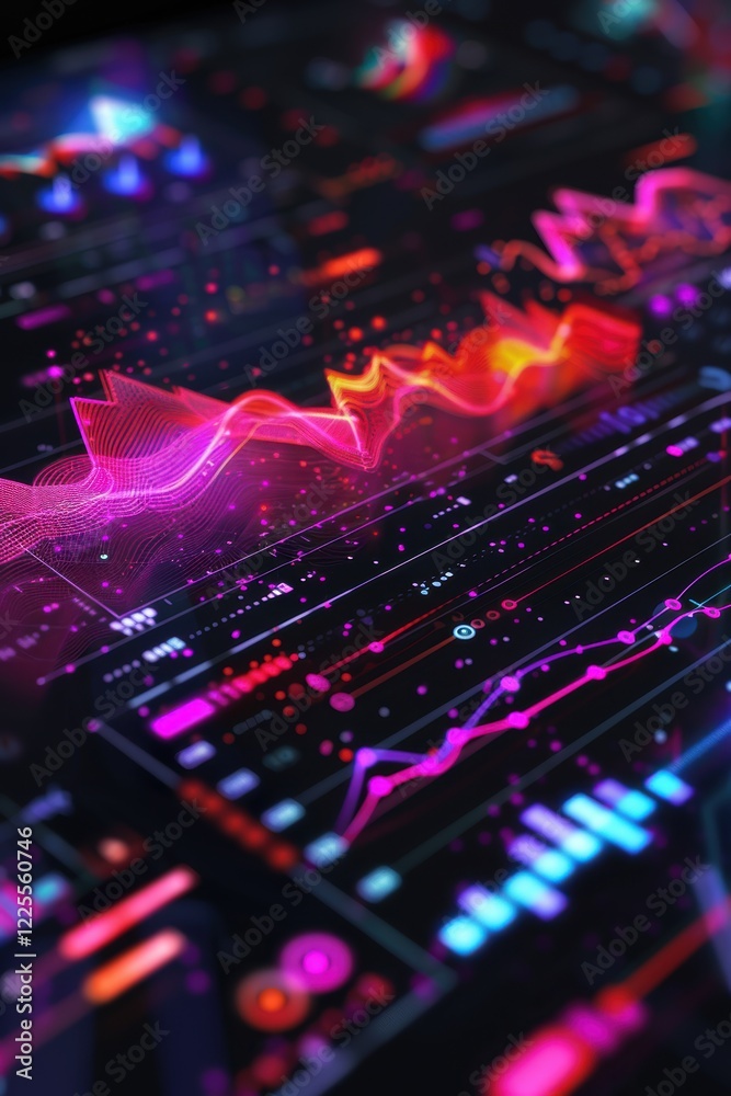 Futuristic Music Visualization App Interface with Vibrant 3D Sound Wave ...