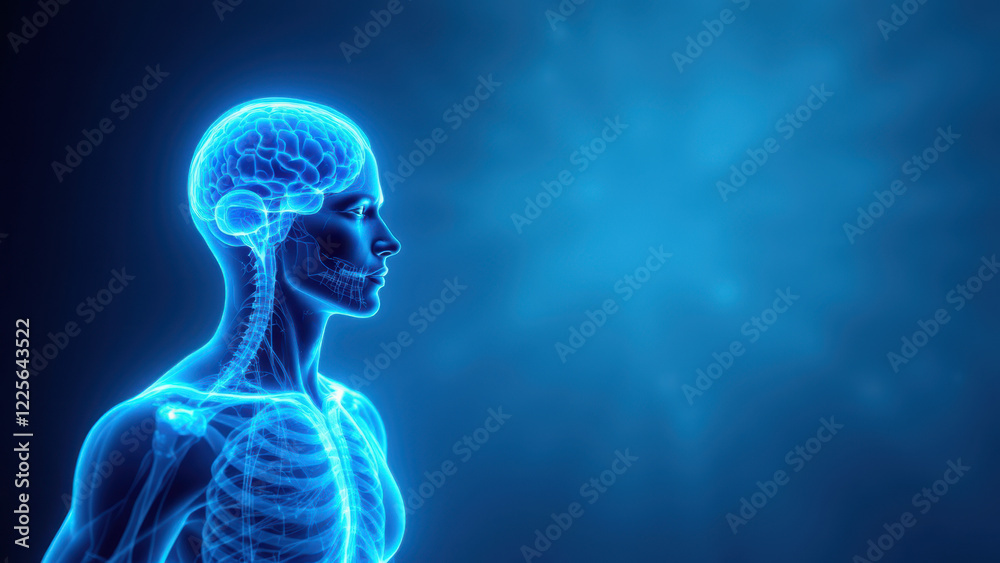 VNS - Vagus Nerve Stimulation. A 3D anatomical representation of a ...