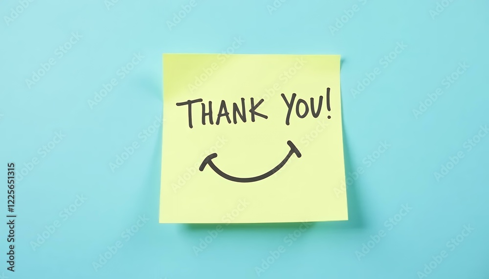 Thank You Note with Smiley Face on Blue Background, 59 Characters Stock ...