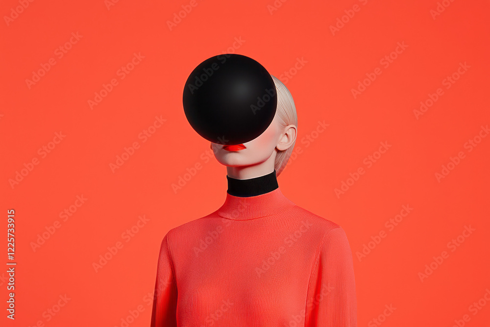 A minimalistic portrait where the figureâ€™s face is absent, clothed in ...