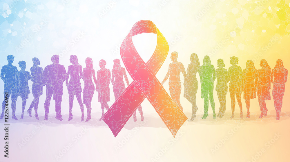Clipart of a large cancer awareness ribbon forming a protective shield ...