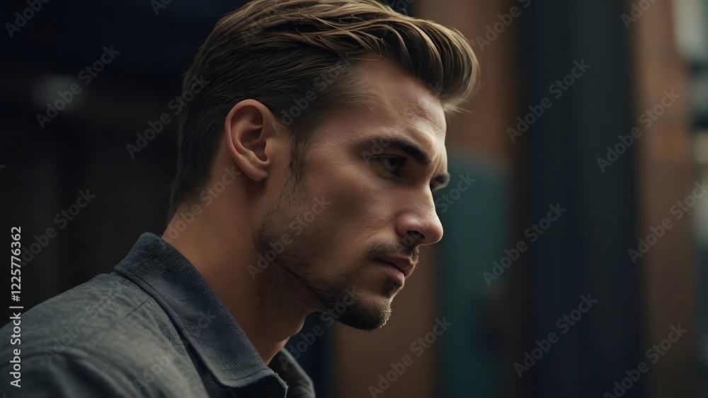 profile photograph of a handsome man with strong features and a sharp ...