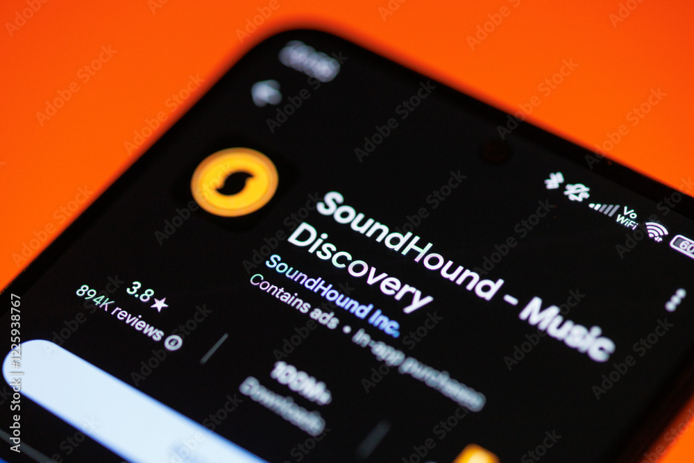 SoundHound app on the Google Play Store on an Android device Stock ...