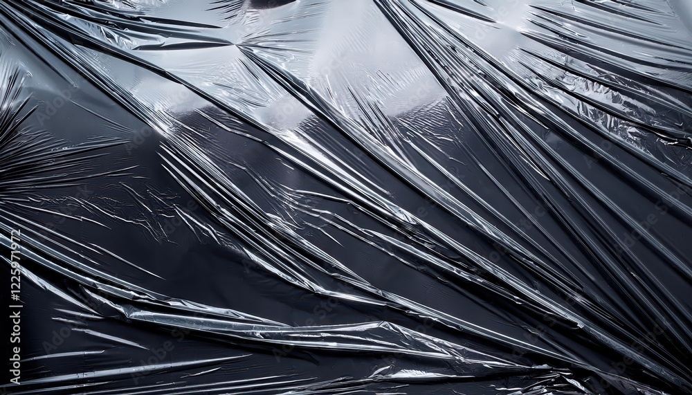 Highly Detailed Depiction of a Realistic and Worn Plastic Wrap Sheet in ...