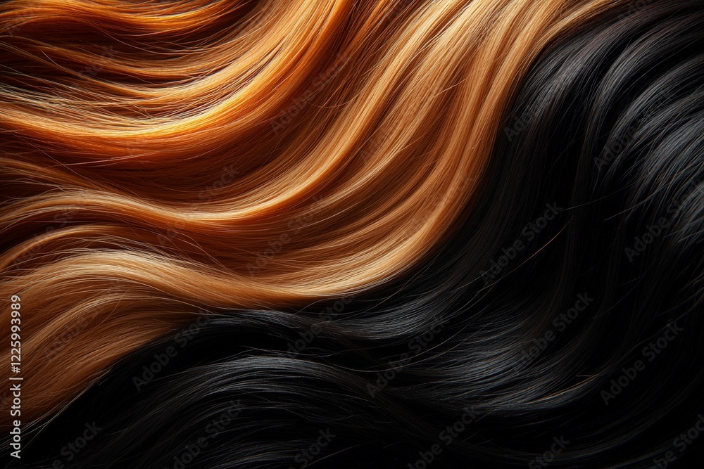 Swirls of contrasting hair colors showcase textures in a creative ...