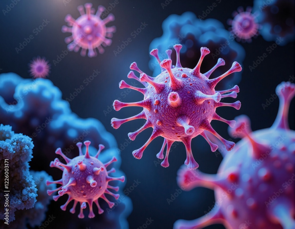 High-power microscope image of a spiky microorganism's surface features ...