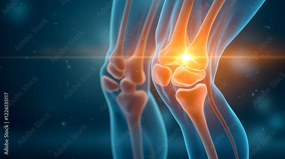Detailed 3D medical model of the human knee joint showcasing the ...