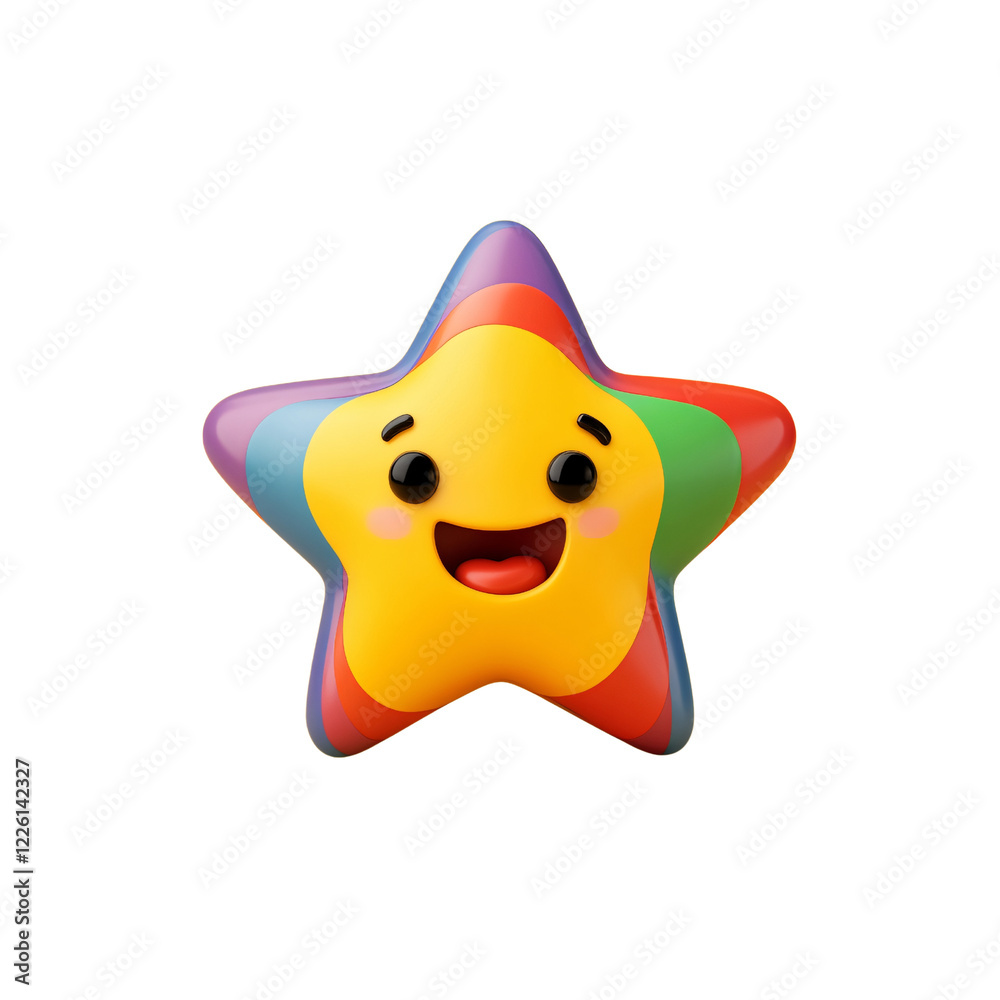 Rainbow Star Emoji: A cheerful, rainbow-hued star with a big, toothy ...