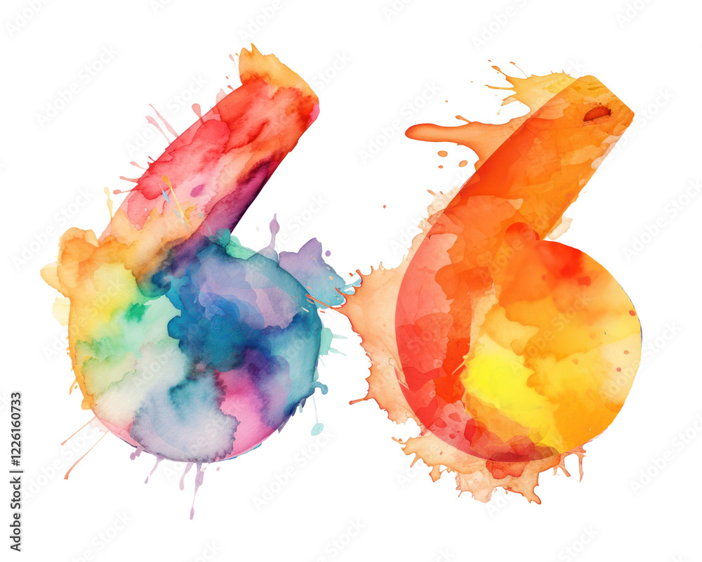 Quotation mark png splashed watercolor sign, transparent background ...