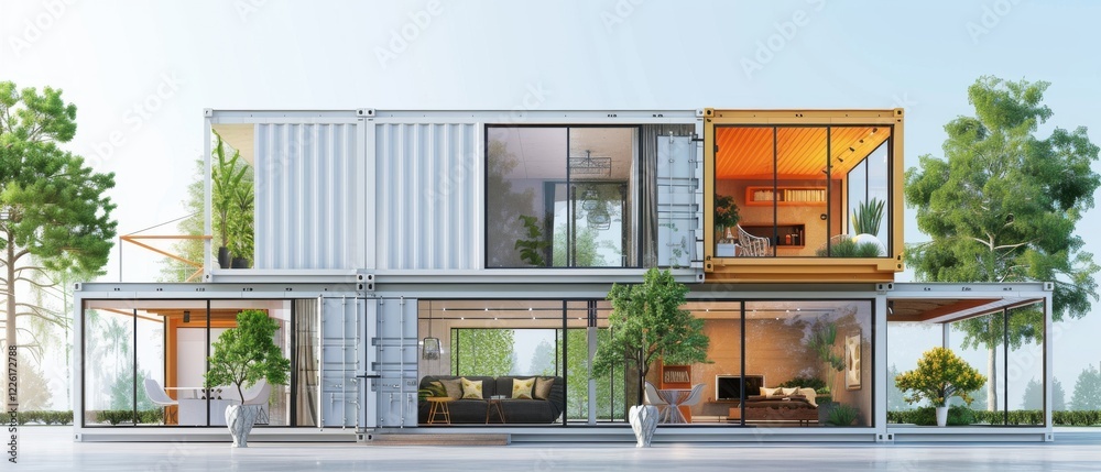 Modular container house blueprint. Stackable design maximizes interior ...