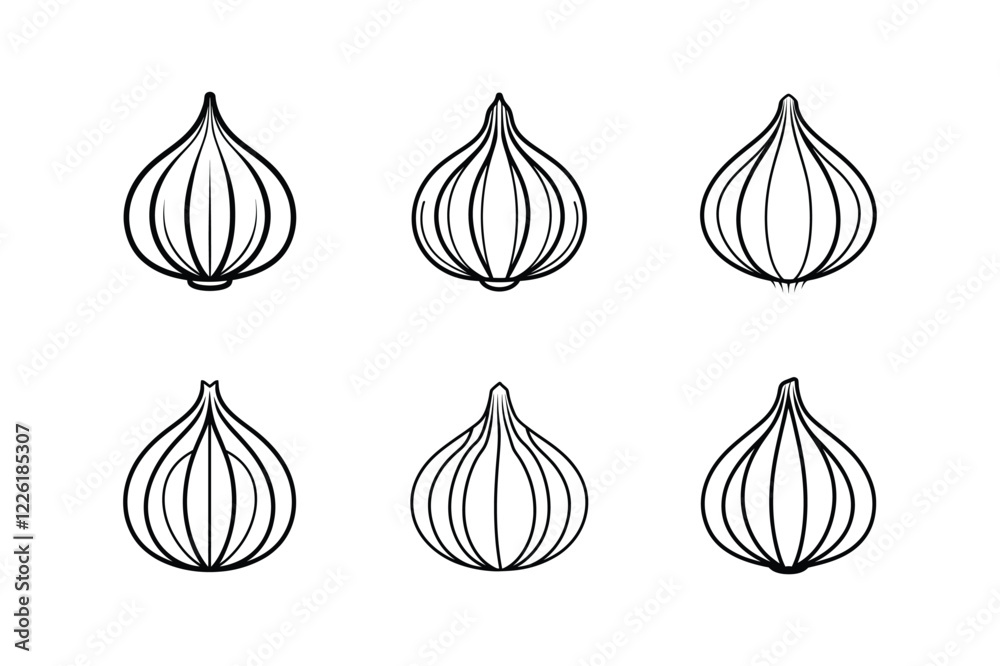 garlic line art vector illustration Stock Vector | Adobe Stock