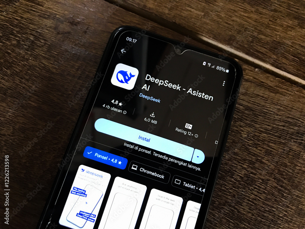 Barabai, Indonesia - 29 Jan 2025: Deepseek Ai logo is displayed on ...