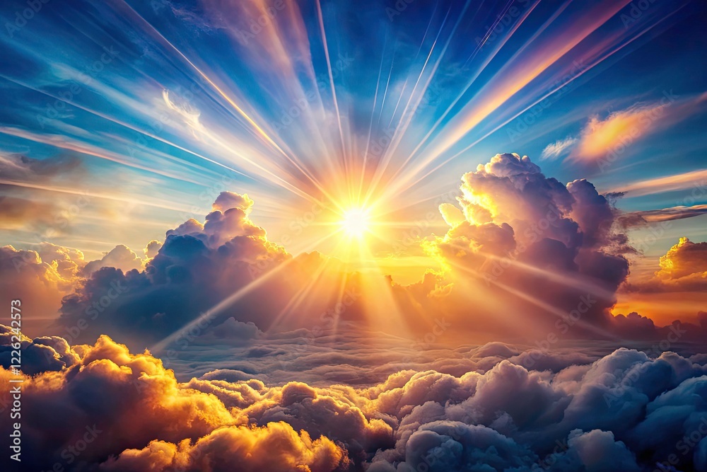 Heavenly Sun Rays, Cloud Background, Spiritual, Hopeful, Serene ...