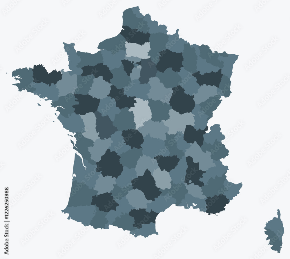 Map of France with regions. Just a simple country border map with ...