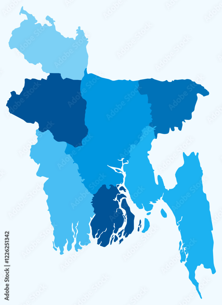 Map of Bangladesh with regions. A simple country border map with ...