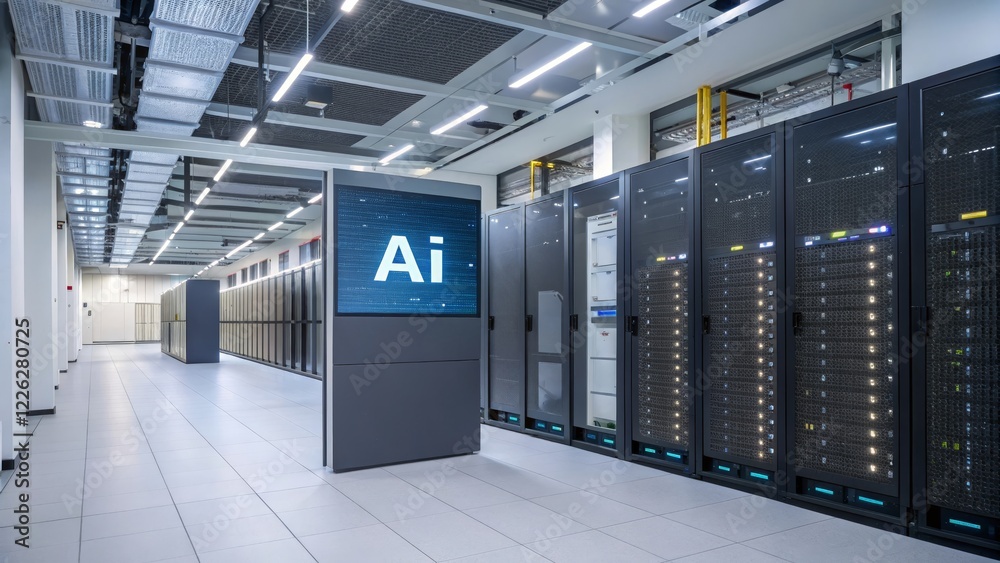 Stock-Illustration „Modern Data Center with Artificial Intelligence ...