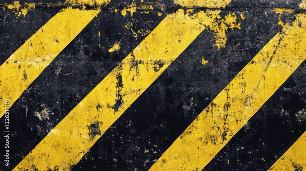 Distressed yellow and black barricade tape with caution stripes ...