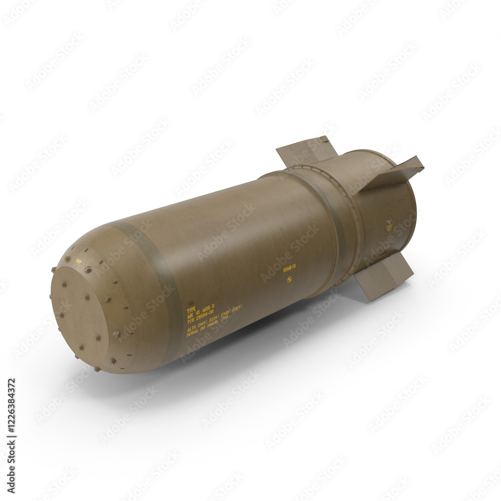 3D realistic PNG atomic nuclear bomb isolated on a white background. B 41 Nuclear weapon, Atomic ...