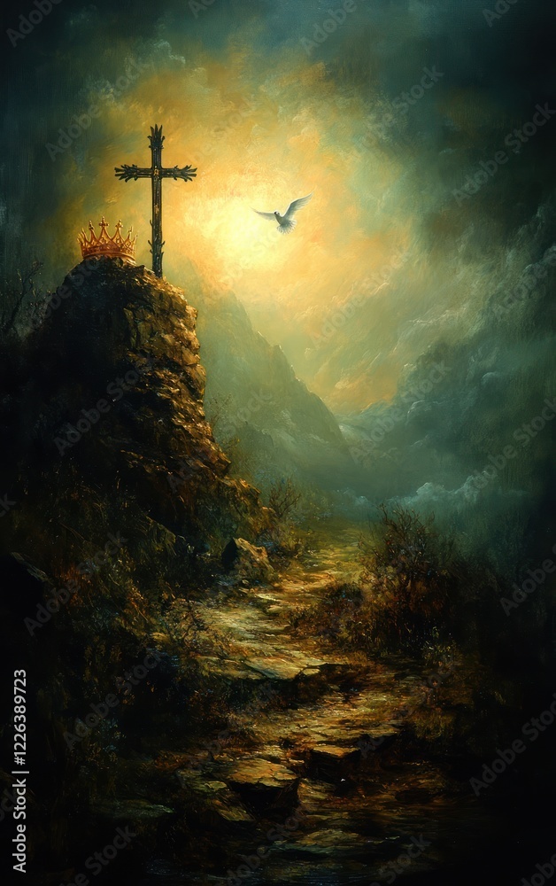 Holy Trinity: White Dove for Holy Spirit, Gold Crown for God, Cross for ...