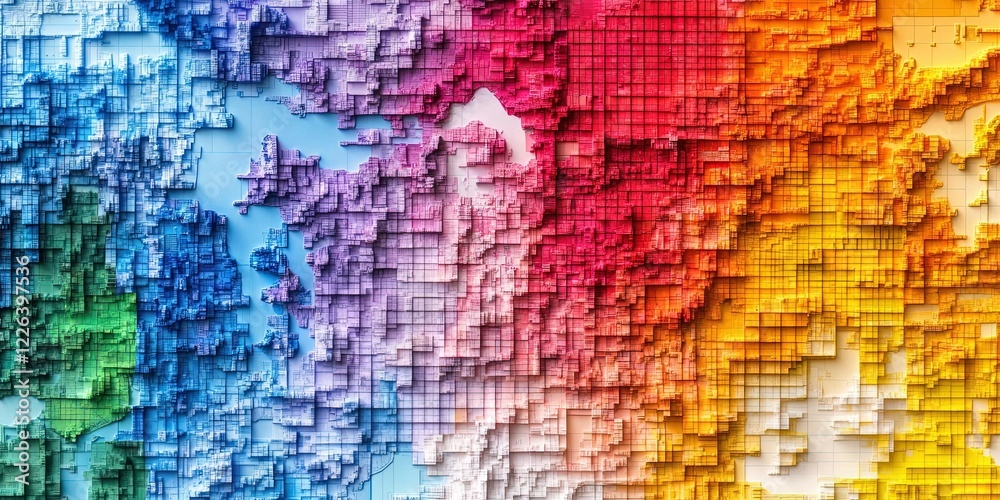 redistricting concept with map being divided into colors based on ...