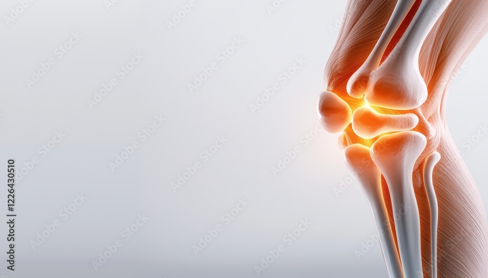 Illustration of a human knee joint highlighting anatomy and movement ...