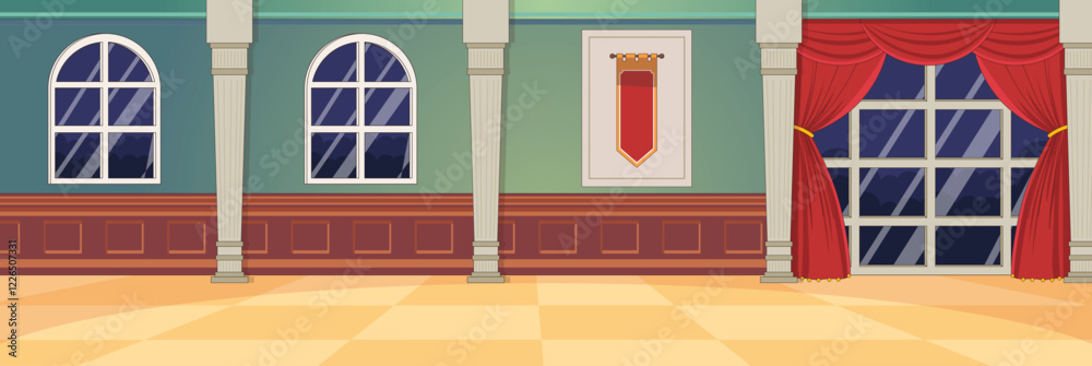 Cute and nice design of Hall Inside with furniture and interior objects ...