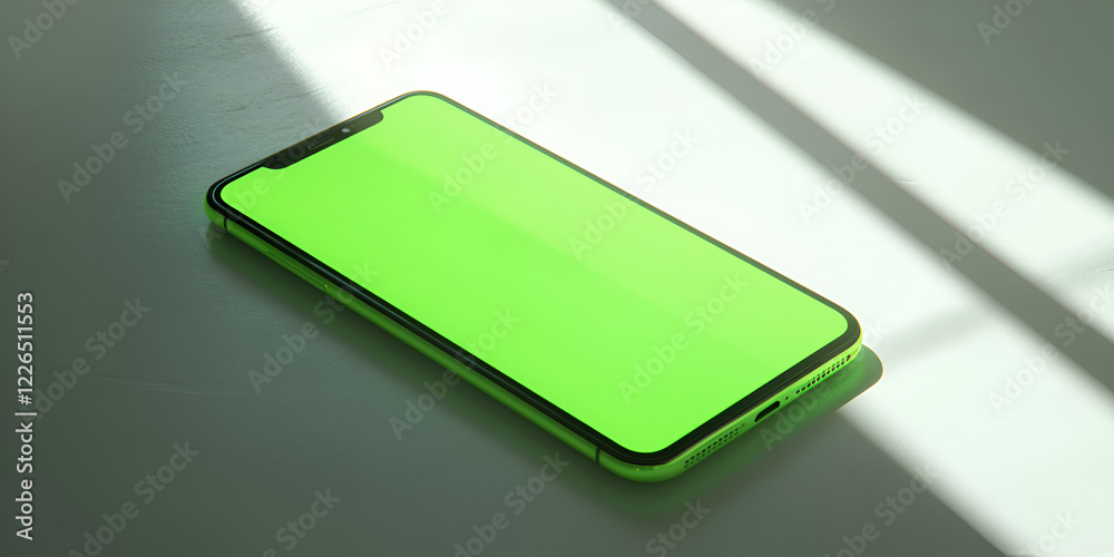 Lime Green Smartphone Mockup: A vibrant lime green smartphone with a ...
