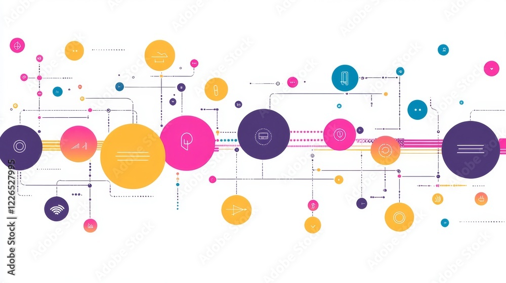 70.A vibrant organizational diagram showcasing interconnected steps in ...