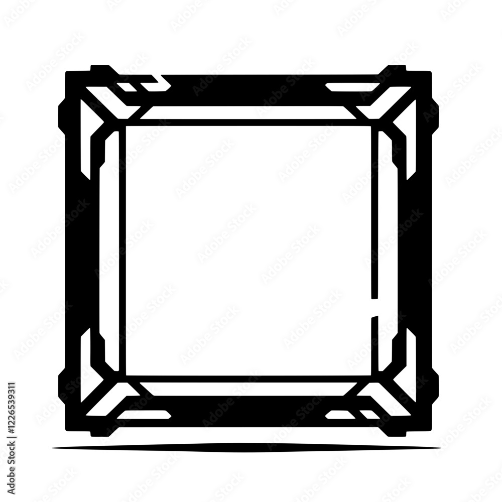 Geometric Frame: A bold, black geometric frame with sharp angles and a ...