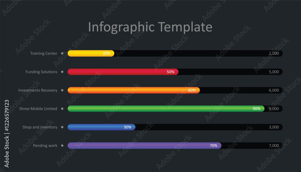Colored infographic. statistics column horizontal graph template for ...