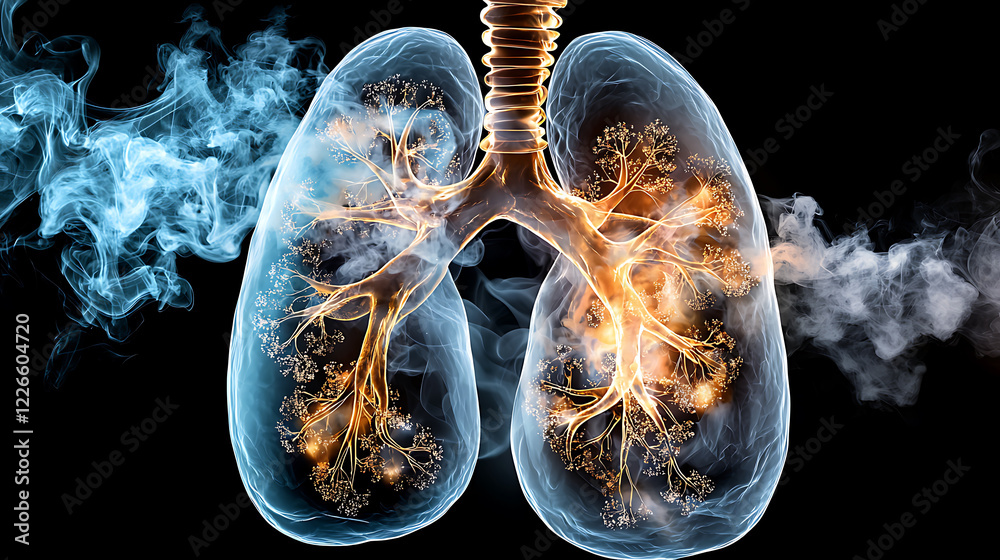 Smoking effects on lungs health awareness infographic dark environment ...