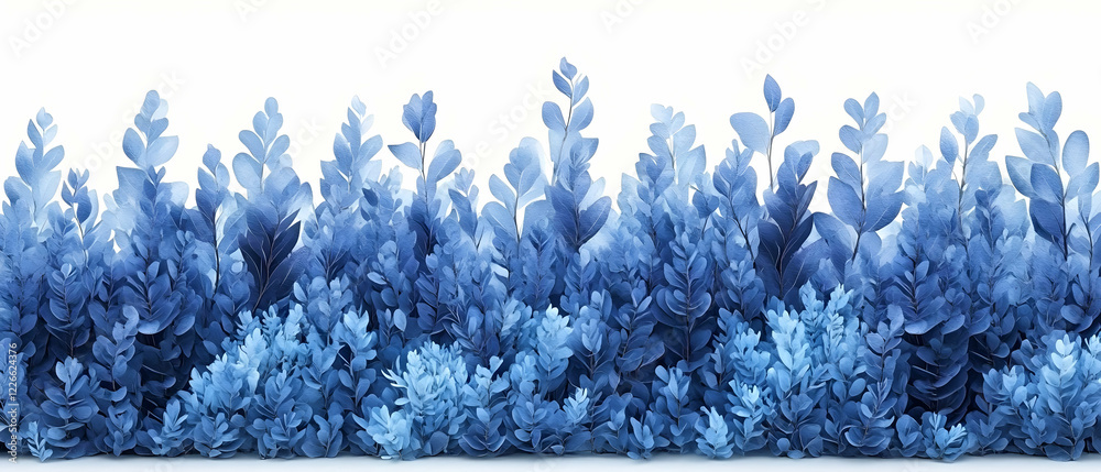 Blue foliage border, white background, website design Stock ...